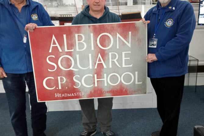 Albion Square school sign on view at Pembroke Dock Heritage Centre ...