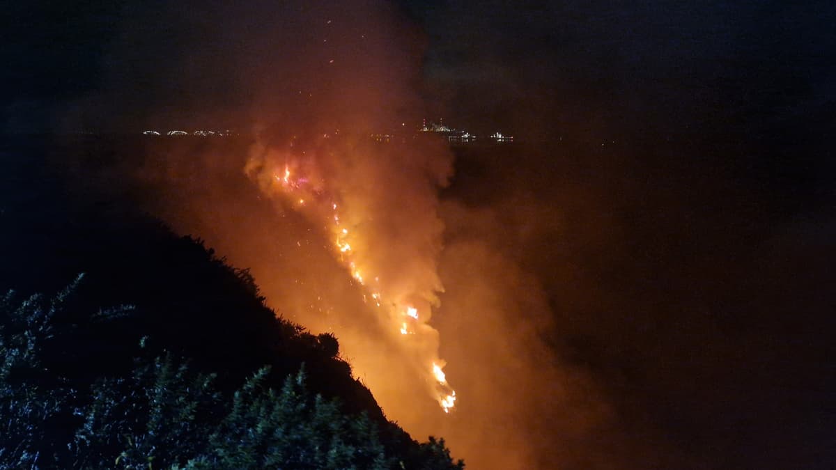 Grass fire caused by fireworks in St Ishmaels | tenby-today.co.uk