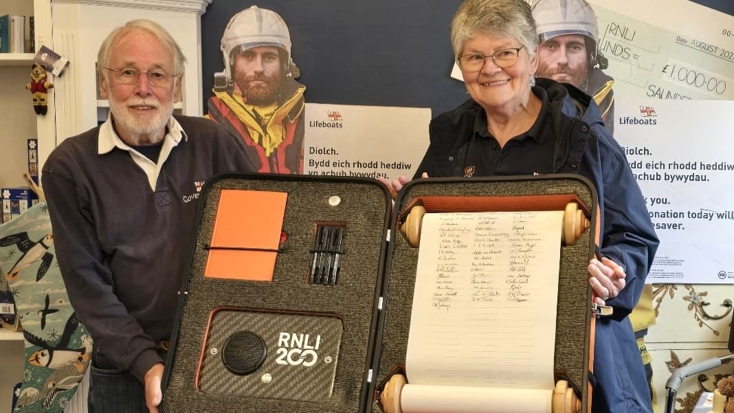 Saundersfoot RNLI branch honoured to sign special anniversary scroll ...