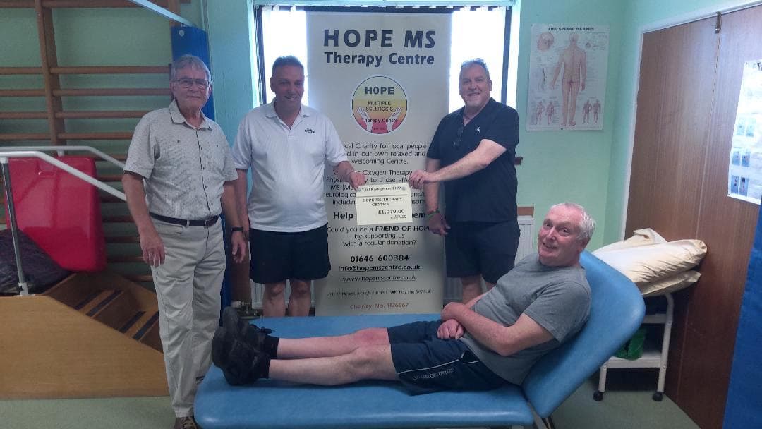 Tenby Freemasons donate £1,079 for new therapy couch at HOPE MS Therapy ...
